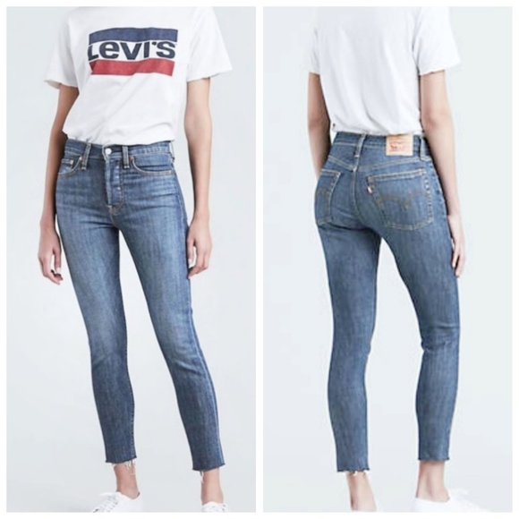 Levi's | Jeans | Levis Wedgie Skinny Jeans Button Fly Raw Hem High Rise Medium Wash 29 | Poshmark